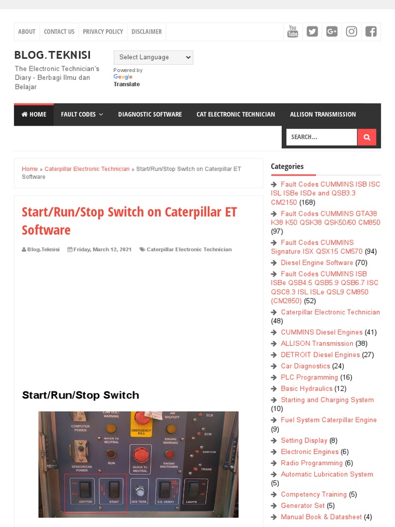 Start - Run - Stop Switch On Caterpillar ET Software - Blog - Teknisi ...
