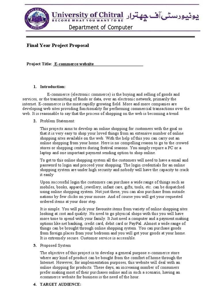 Department of Computer Science: Final Year Project Proposal | PDF ...