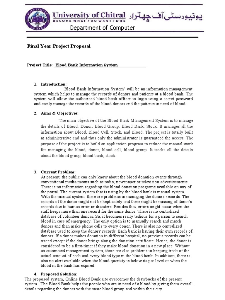 Department of Computer Science: Final Year Project Proposal | PDF ...
