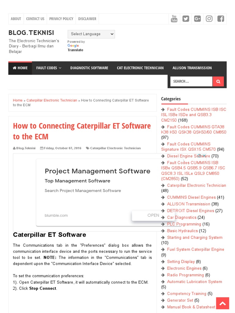 How To Connecting Caterpillar ET Software To The ECM - Blog - Teknisi ...