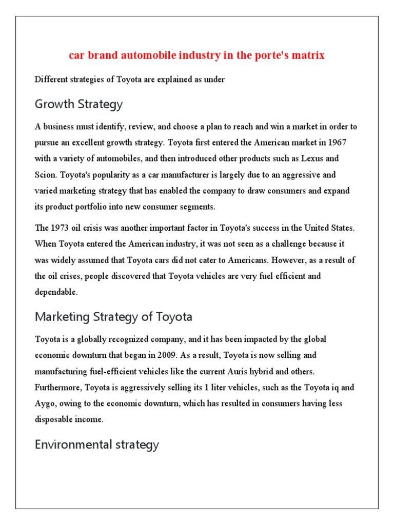 Toyota's Growth and Marketing Strategies | PDF | Toyota | Hybrid ...