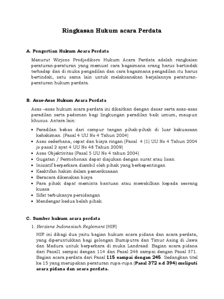 Resume Hukum Acara Perdata | PDF