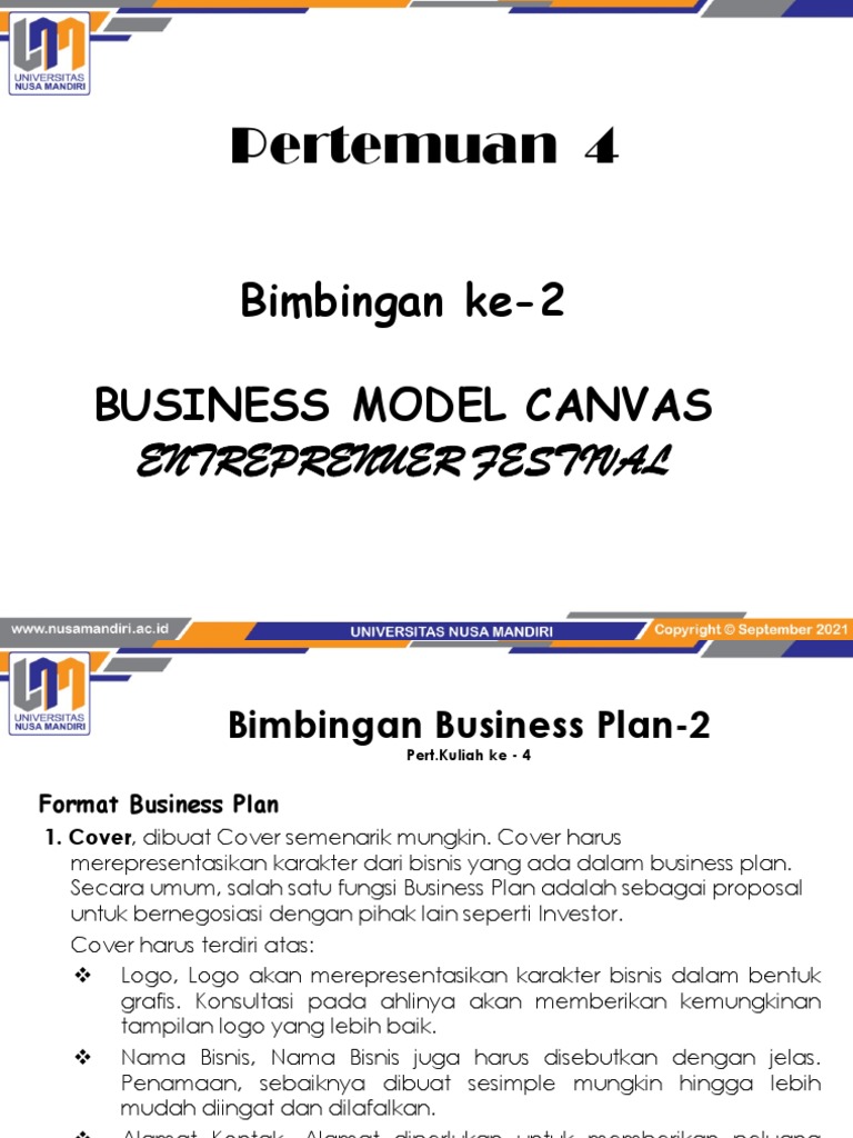 Pertemuan 4: Bimbingan Ke-2 Business Model Canvas | PDF