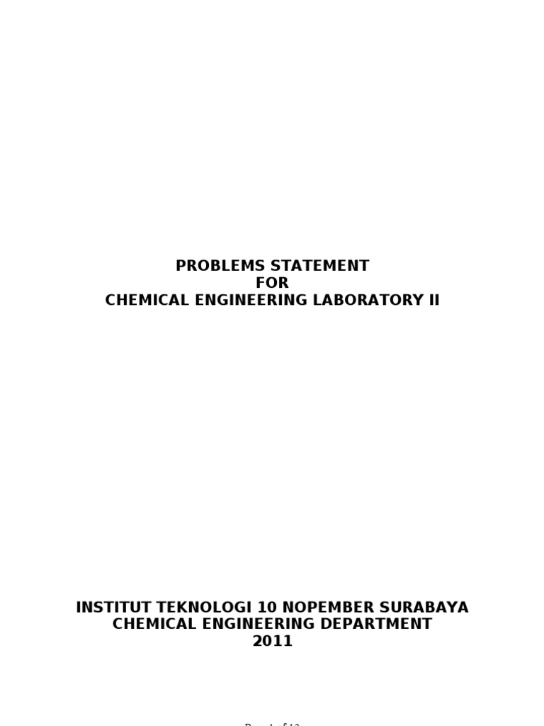 Problems Statement Chemical Engineering Laboratory 2011 | PDF ...