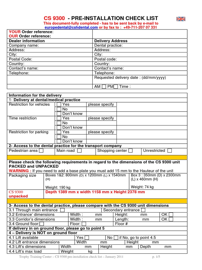 Pre-Installation Check List: Your OUR | PDF | Stairs | Elevator
