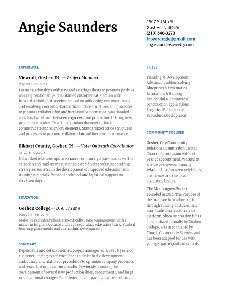Angie Saunders Resume 10 | PDF | Communication | Business