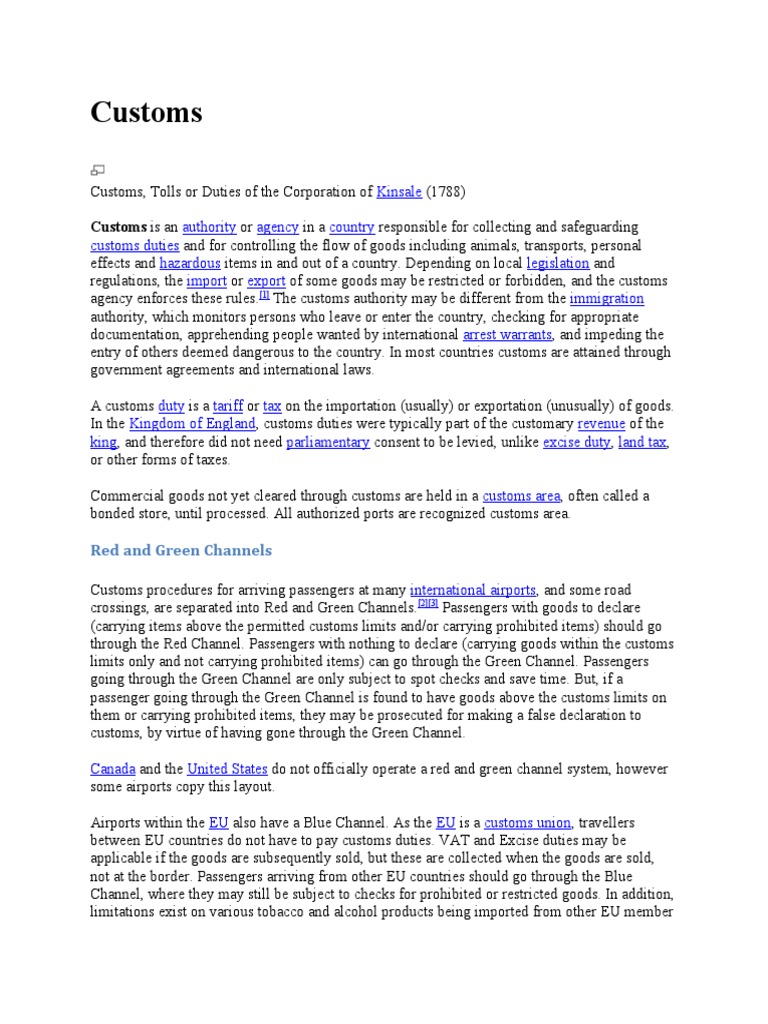 Customs Duties and Procedures in the Kingdom of England and Abroad in ...