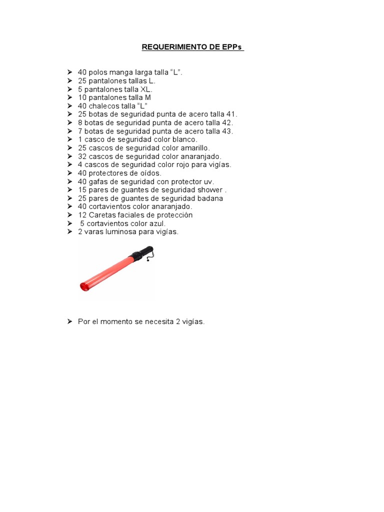 REQUERIMIENTO DE EPPs Y PERSONAL PARA VIGÍAS | PDF