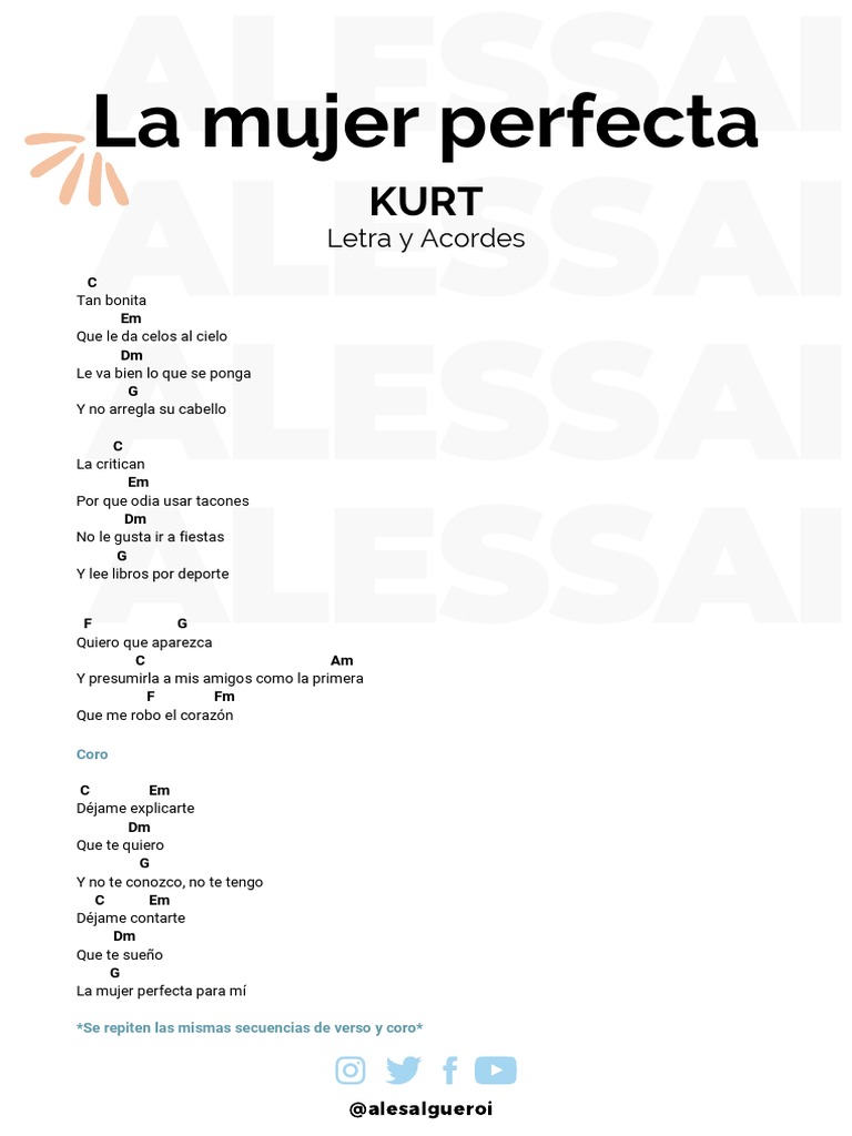 La Mujer Perfecta - Kurt (Letra y Acordes Ukulele) | PDF