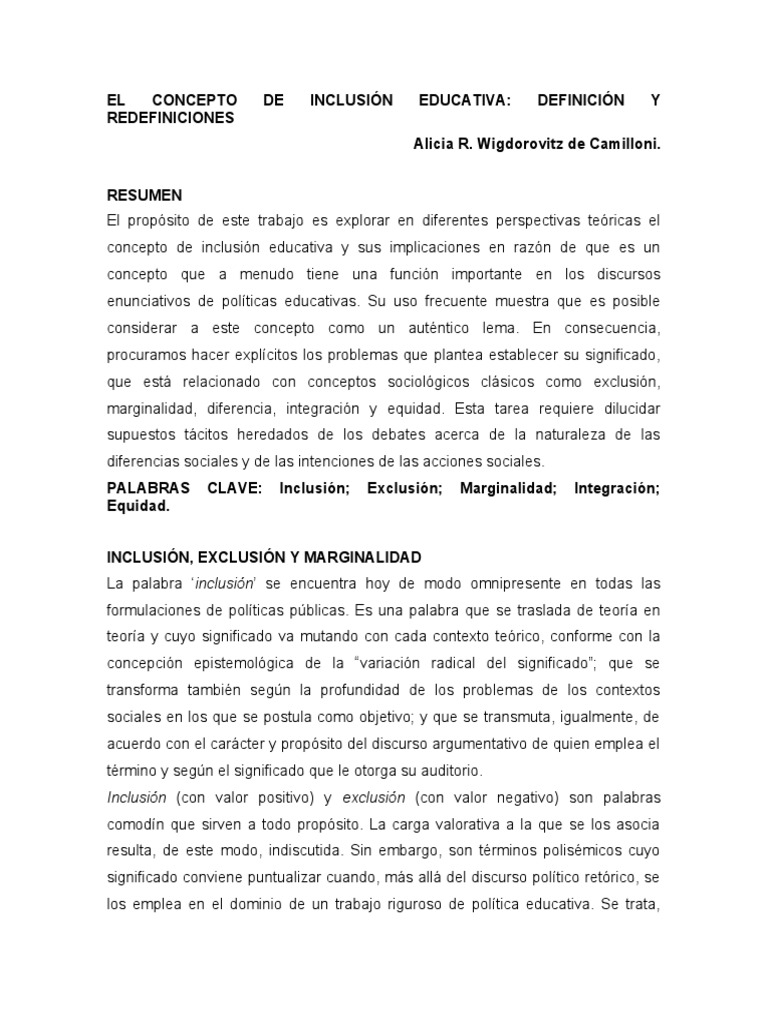 Definición de Inclusión Educativa | PDF | Exclusión social | Inclusión ...