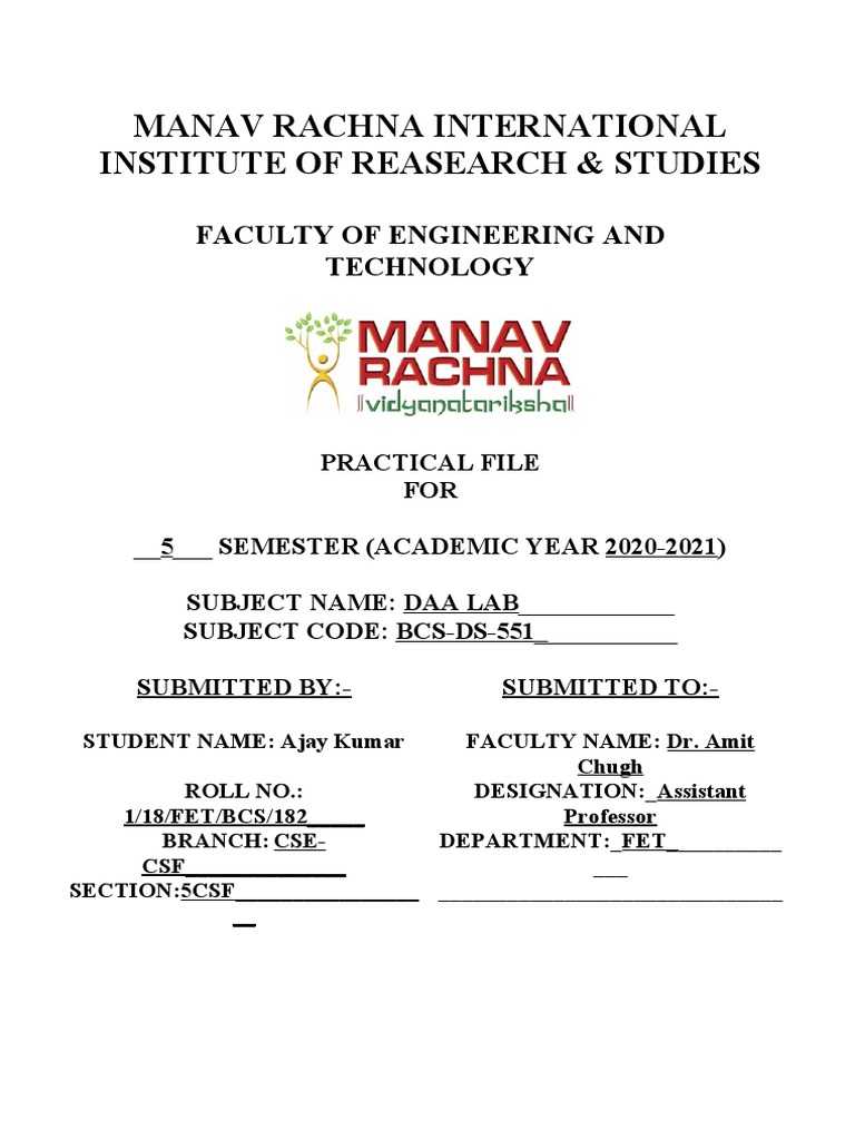 Manav Rachna International Institute of Reasearch & Studies: Faculty of Engineering and ...