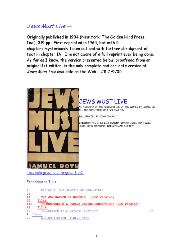 Roth Samuel - Jews Must Live | PDF | Abraham | Rebecca
