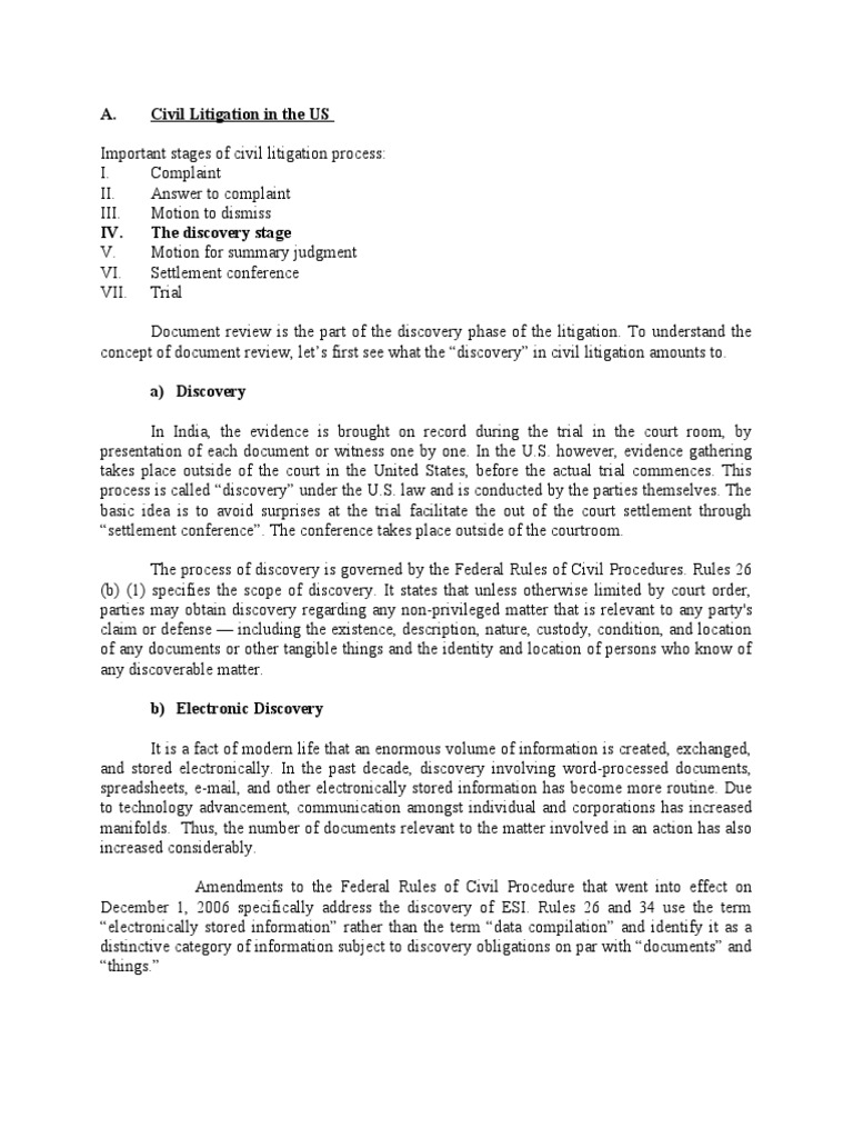 Civil Litigation in The US | PDF | Discovery (Law) | Lawsuit