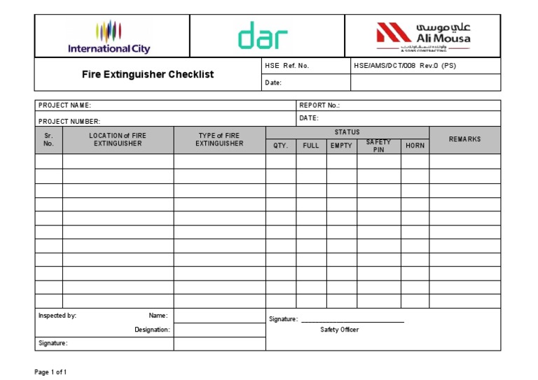 Fire Extinguisher Inspection Report | PDF