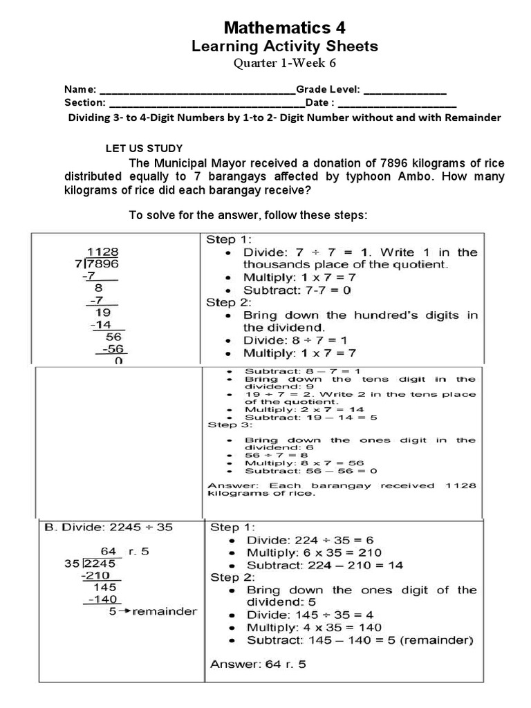 Mathematics 4 Las Week 6 q1 | PDF