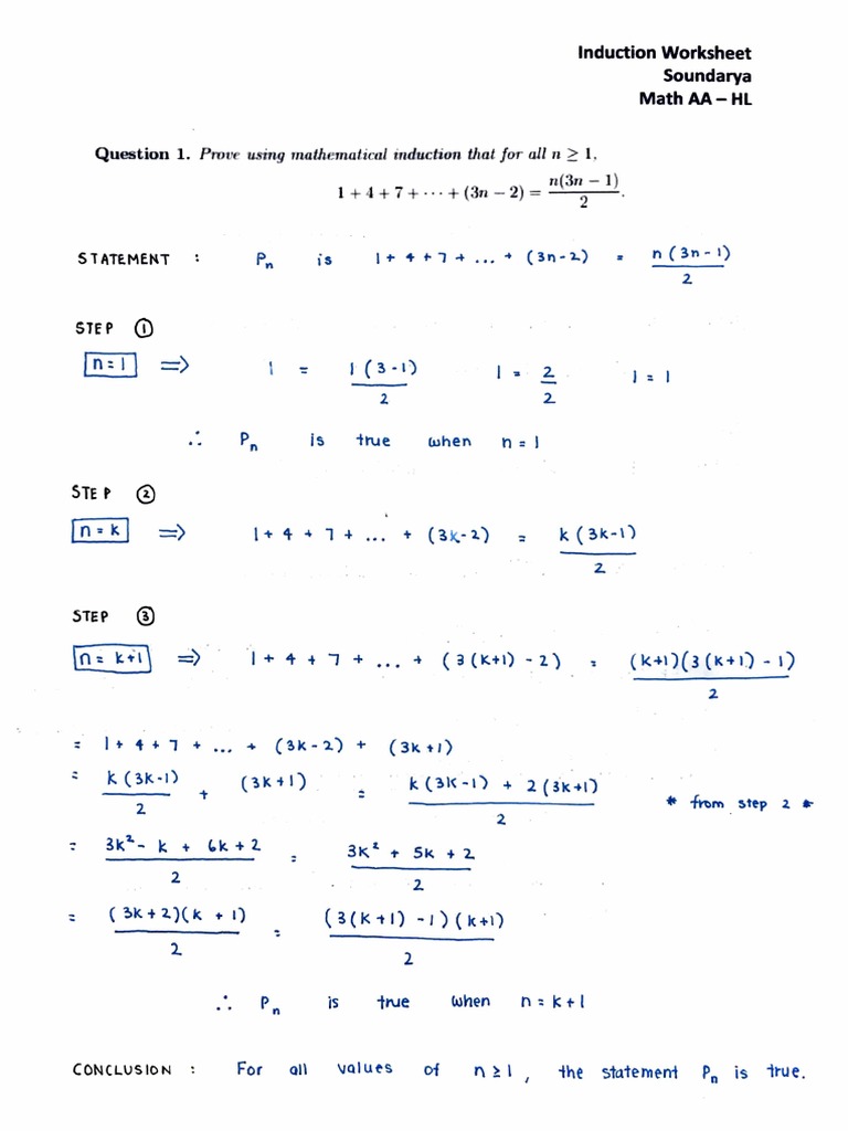 Induction Worksheet | PDF
