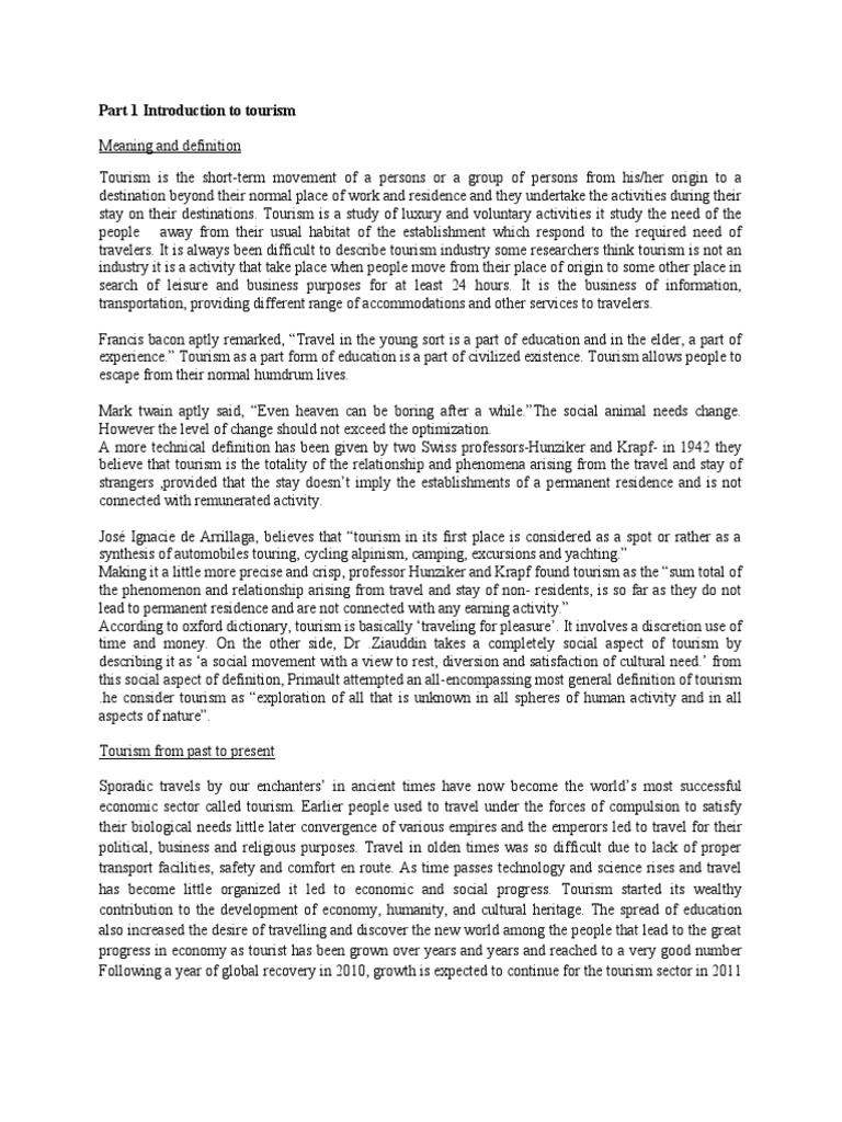 Introduction To Tourism | PDF | Tourism | Sea Level Rise