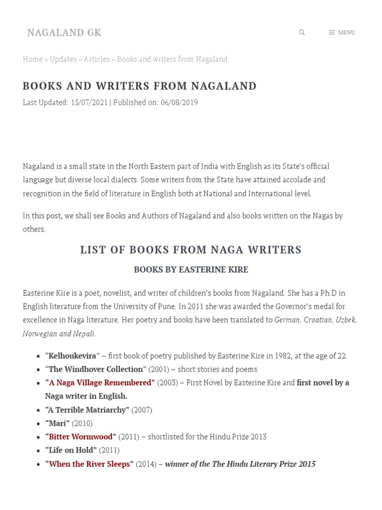 Books and Writers From Nagaland - Nagaland GK | PDF | Religion ...