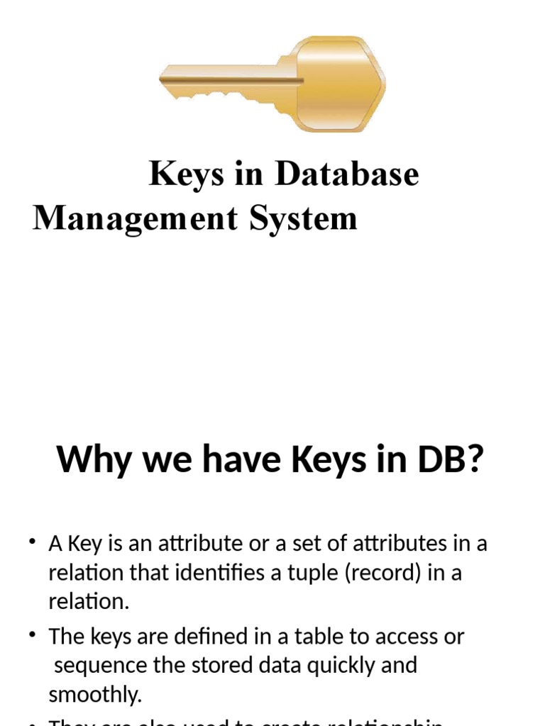 Keys in DBMS | PDF | Relational Database | Information Technology ...