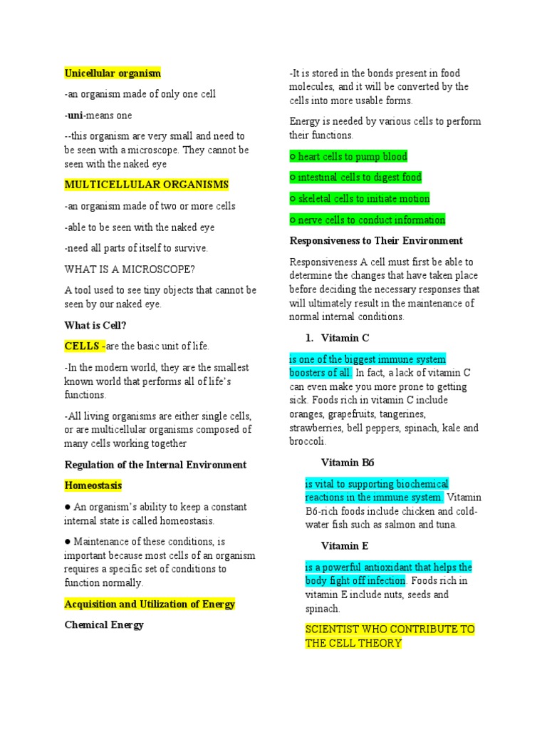 Lesson 1 | PDF | Cell (Biology) | Organisms