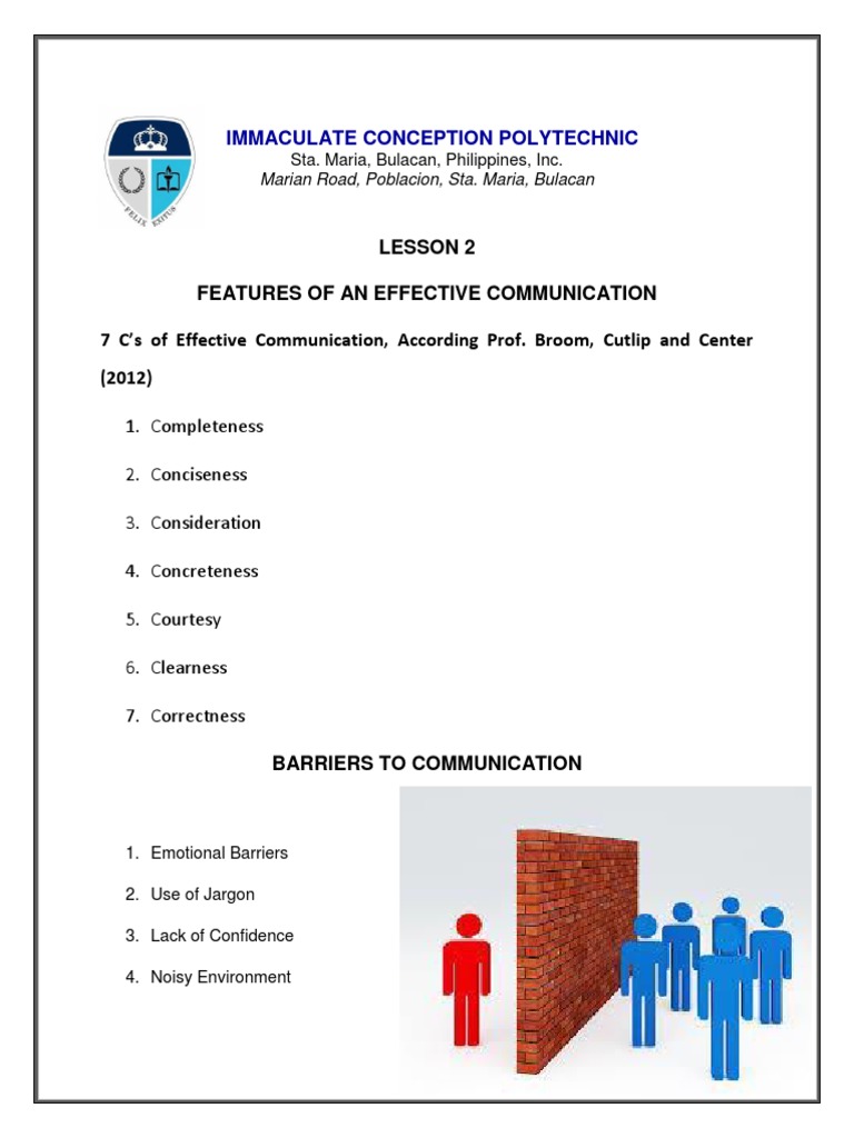 Lesson 2 - Features of Effective Communication | PDF | Communication ...