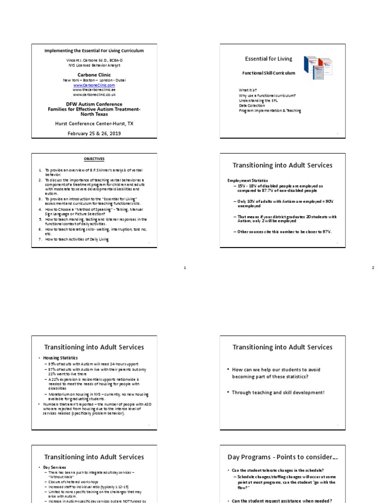 Essential For Living Functional Skill Curriculum | PDF | Learning ...