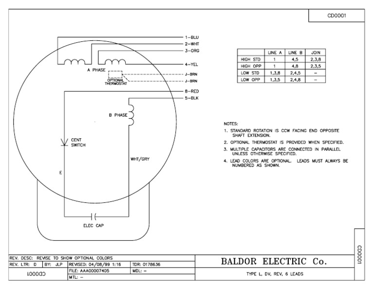 Diagrama de Motor Trifasico Baldor Reliance 3hp | PDF