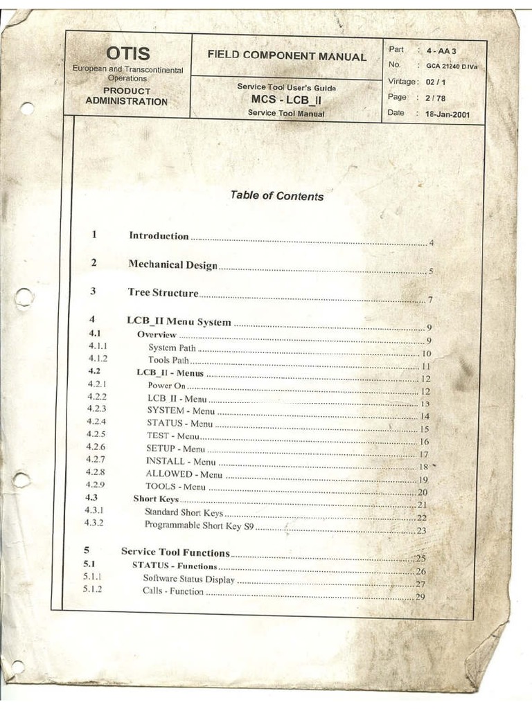 Low Mcs LCB II Otis Manuale | PDF