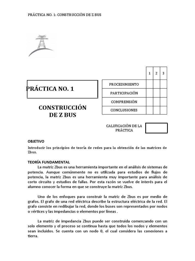 Practica 1 Construccion de Zbus | PDF | Vértice (teoría de grafos) | Matriz (Matemáticas)