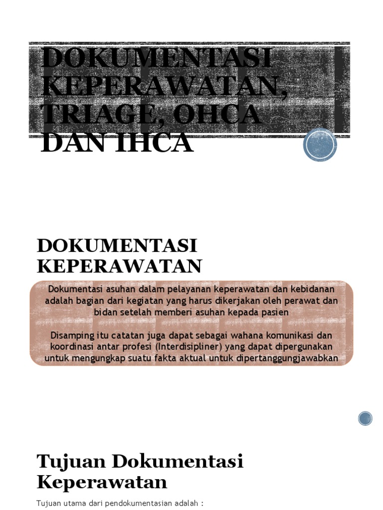 Gadar Dokumentasi Keperawatan, Triage, Ohca Dan Ihca | PDF