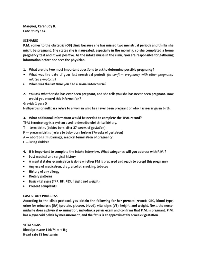 A Case Study on Providing Prenatal Care to a First-Time Pregnant ...