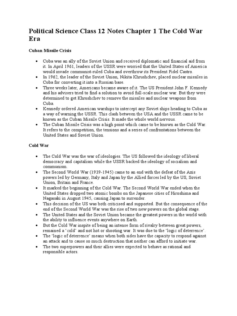 Cuban Missile Crisis Overview for Class 12 | PDF | Cuban Missile Crisis ...