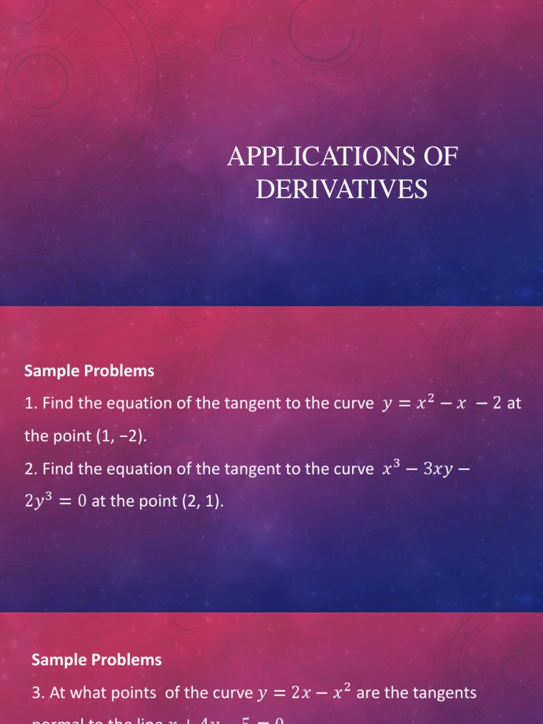 Application of Derivatives | PDF | Derivative | Equations
