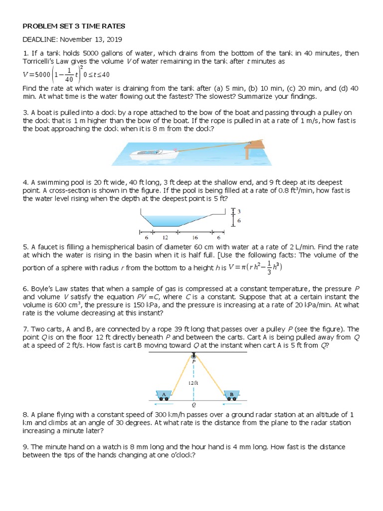 Problem Set 3 Time Rates | PDF | Pressure | Gases