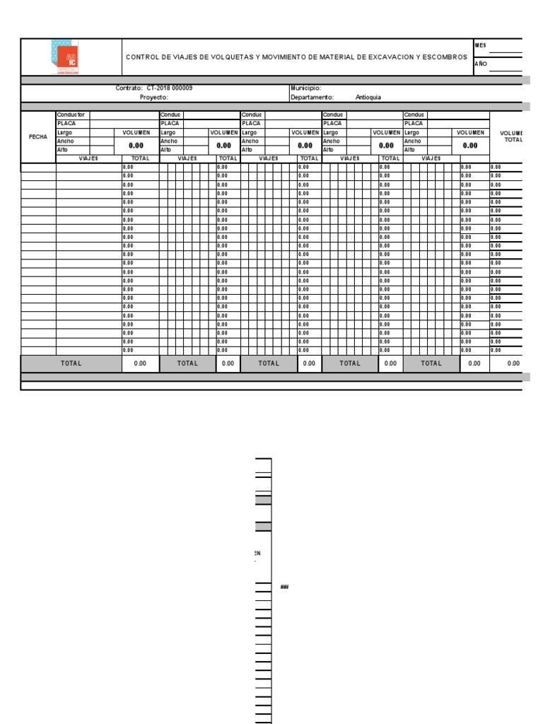 Anexo A. Formato Control de Volquetas y Movimiento de Material de ...