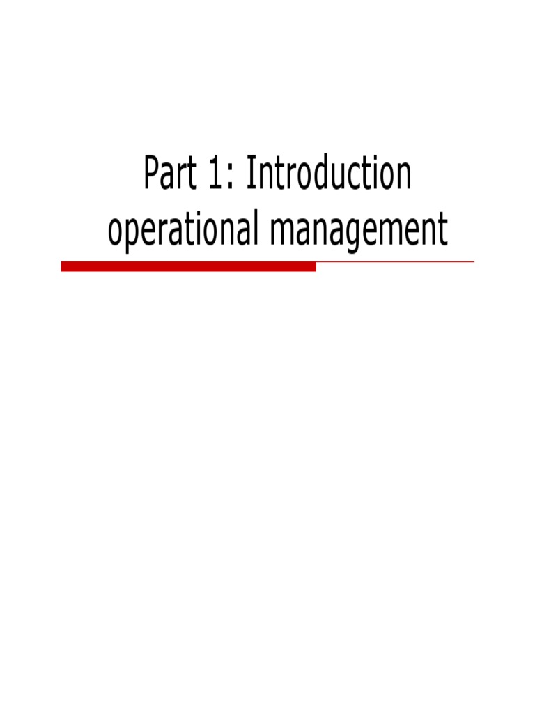 Introduction to Operations Management | PDF | Operations Management ...