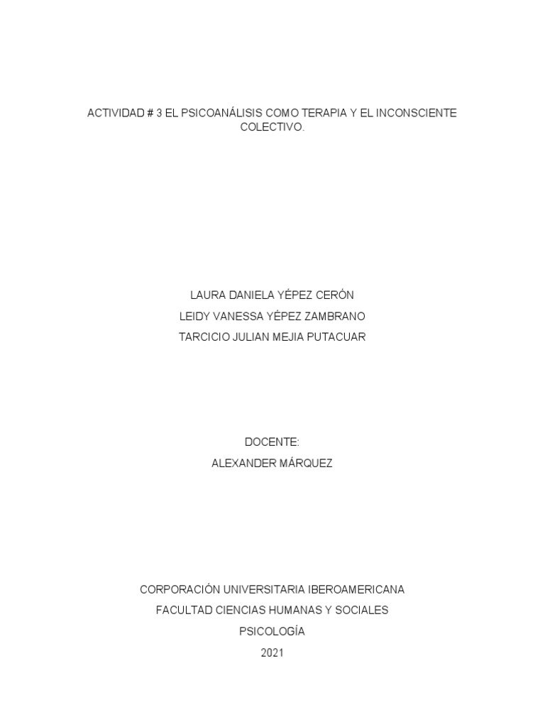 El psicoanálisis como terapia y el inconsciente colectivo | PDF | Psicoanálisis | Mente inconsciente