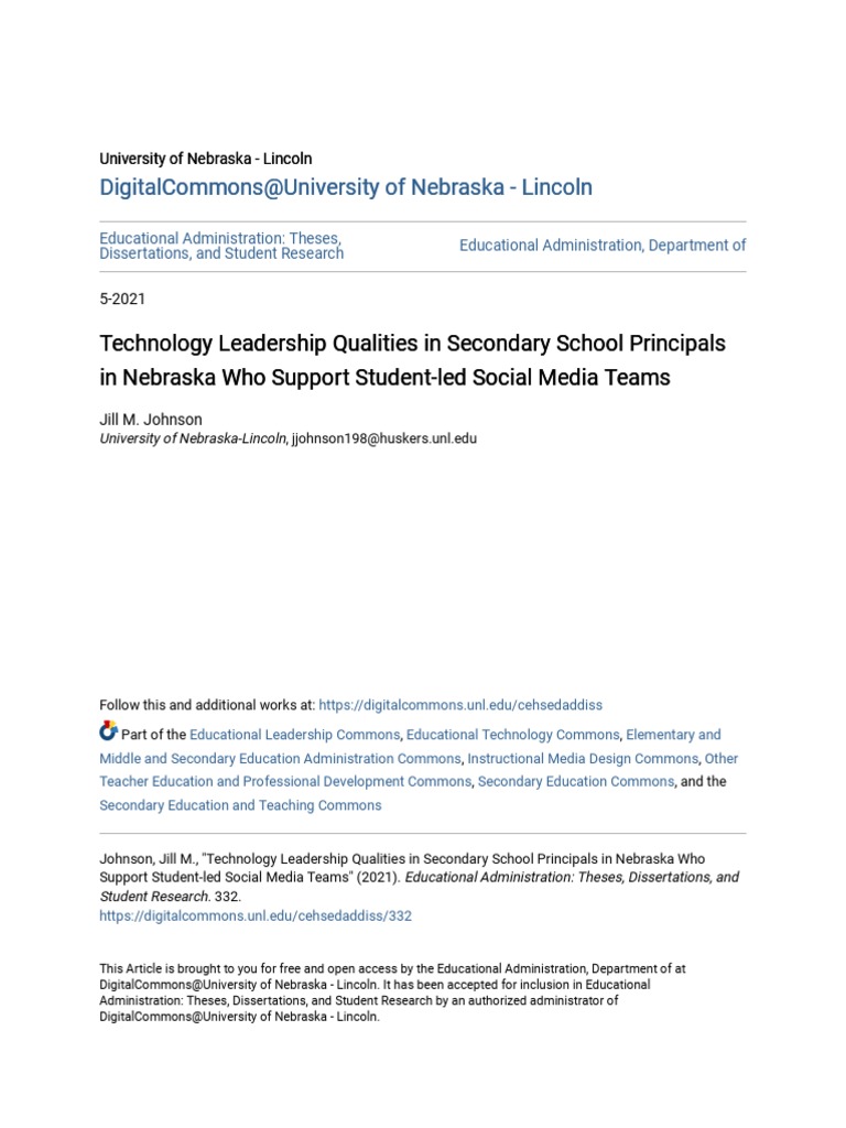 Technology Leadership Qualities in Secondary School Principals | PDF ...