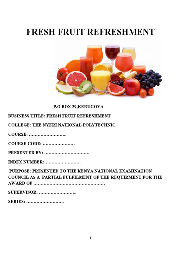Fresh Fruit Refreshment Business Plan | PDF | Employment | Sales
