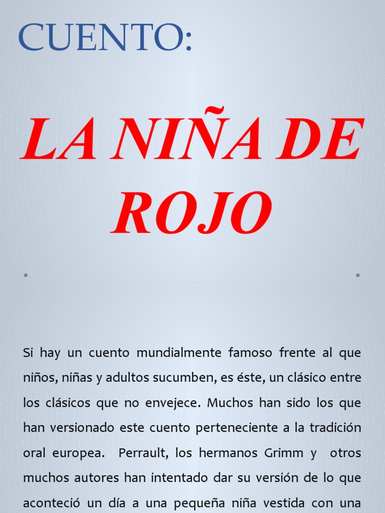 Cuento La Niña de Rojo | PDF | Caperucita Roja