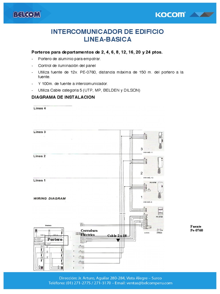 Diagrama de Cableado Belcom Intercom | PDF