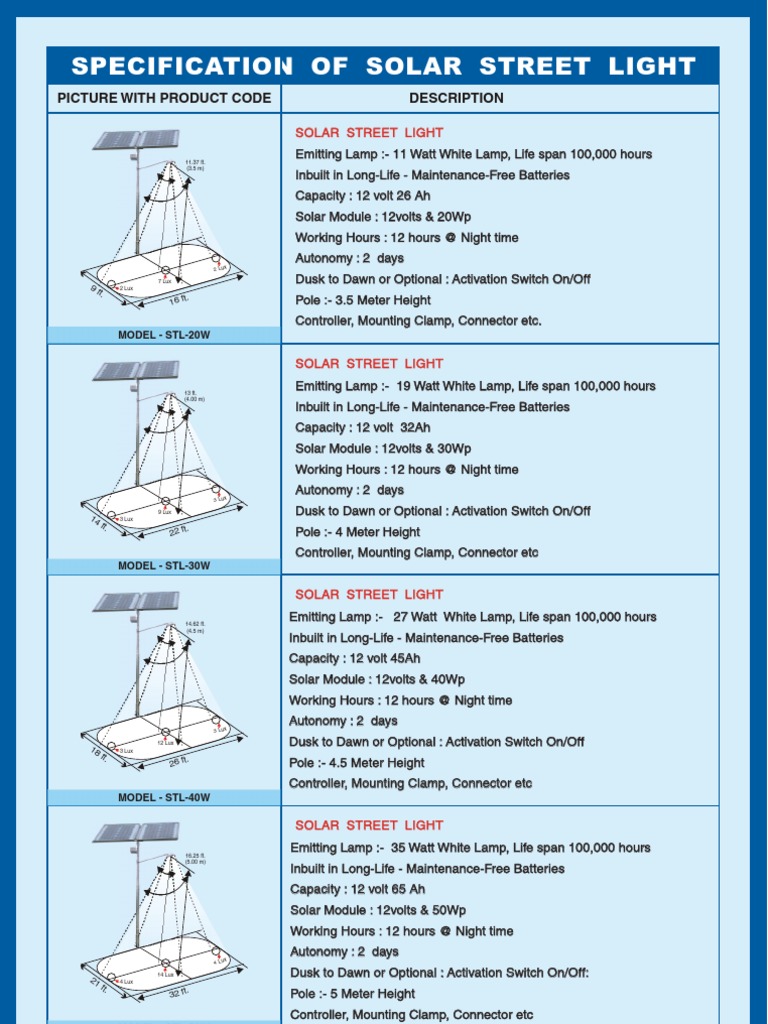Solar Street Light Specifications | PDF | Street Light | Electric Power