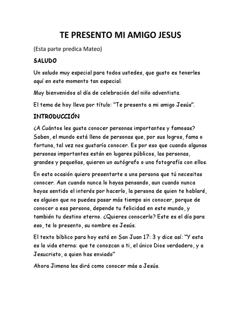 Te Presento Mi Amigo Jesus | PDF | Jesús | Salvación