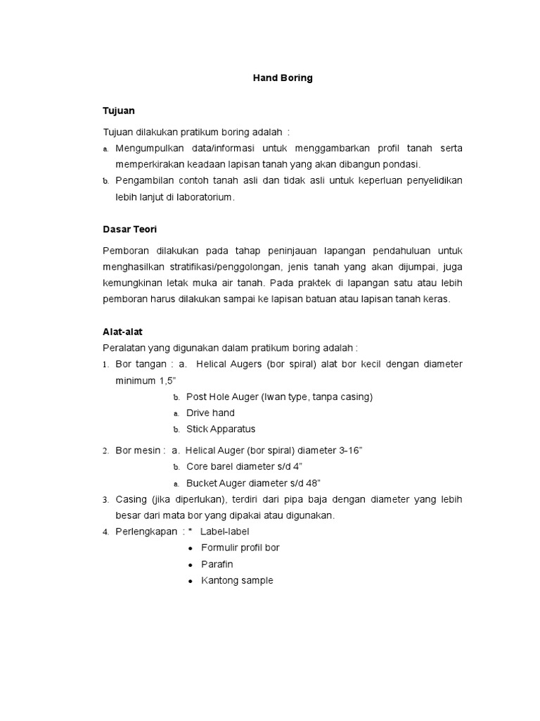 Panduan Praktikum Boring Tanah | PDF