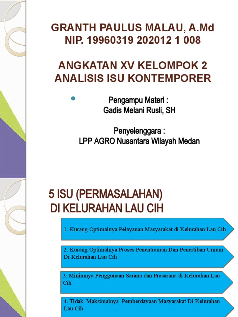 Tugas Analisis Isu Apkl Dan Usg Di Kelurahan Lau Cih | PDF