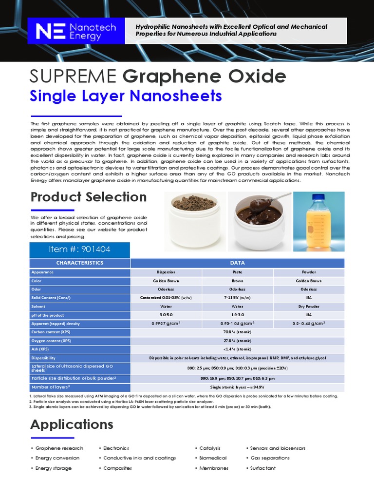 SUPREME Graphene Oxide: Single Layer Nanosheets | PDF | Graphene ...