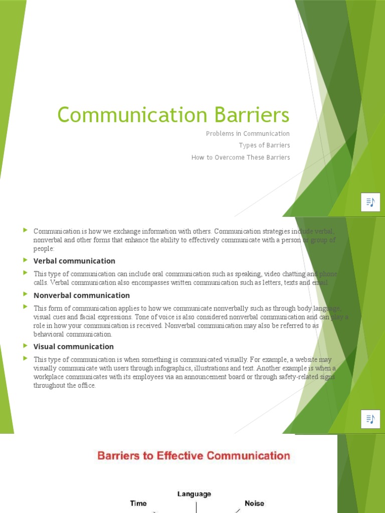 Communication Barriers: Problems in Communication Types of Barriers How ...