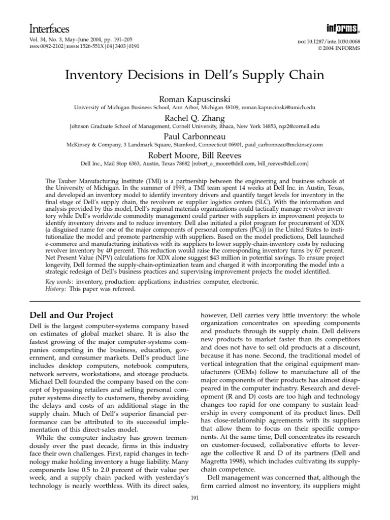 Dell | PDF | Inventory | Supply Chain
