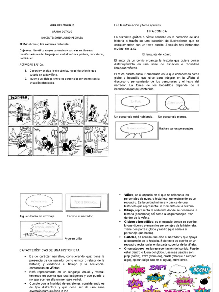 GUIA DE LENGUAJE Comic | PDF | Cómics