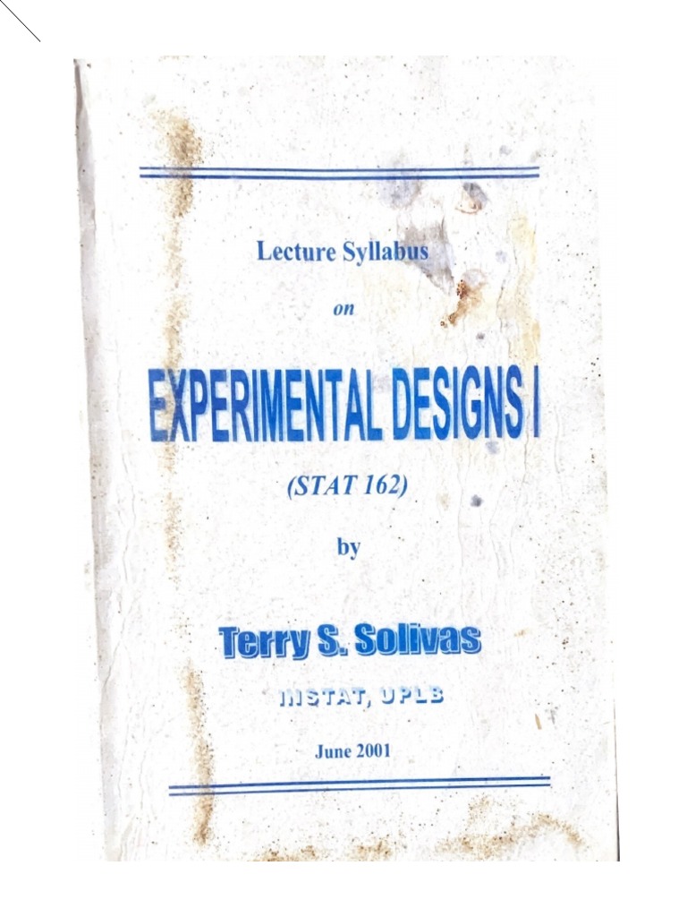 1 Experimental Designs I Stat 162 1 | PDF | Experiment | Analysis Of Variance
